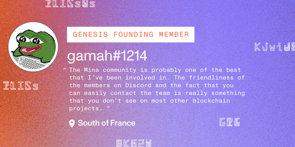 Genesis Founding Member: gamah#1214 | Mina Protocol